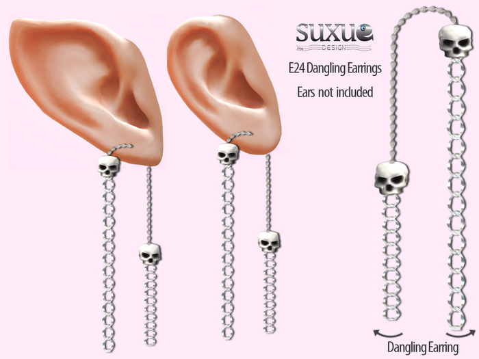Second Life Marketplace - SuXue - Earring Dangling Skull Chain